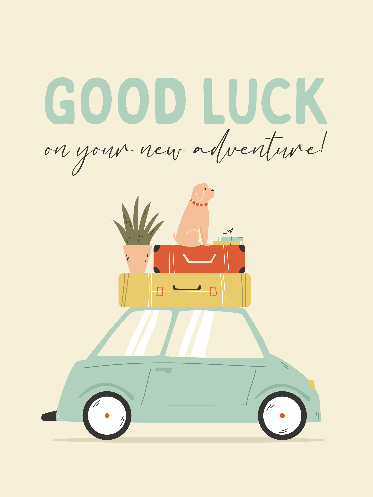 New Adventure Good Luck - Car Card | Cake Card | Sponge